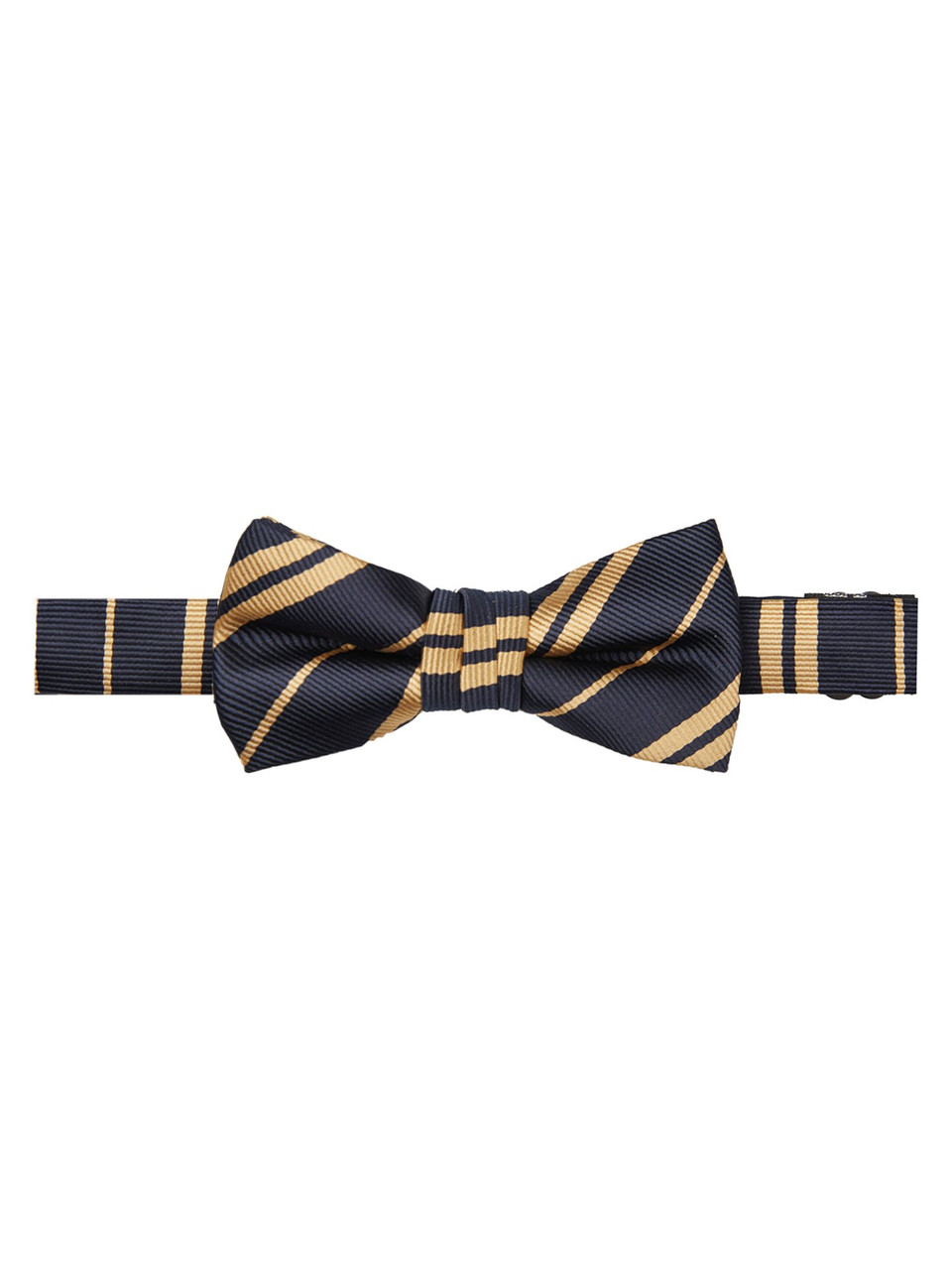 Kid's Woven Double Gold Stripe Banded Bow Tie - Navy - Jacob Alexander
