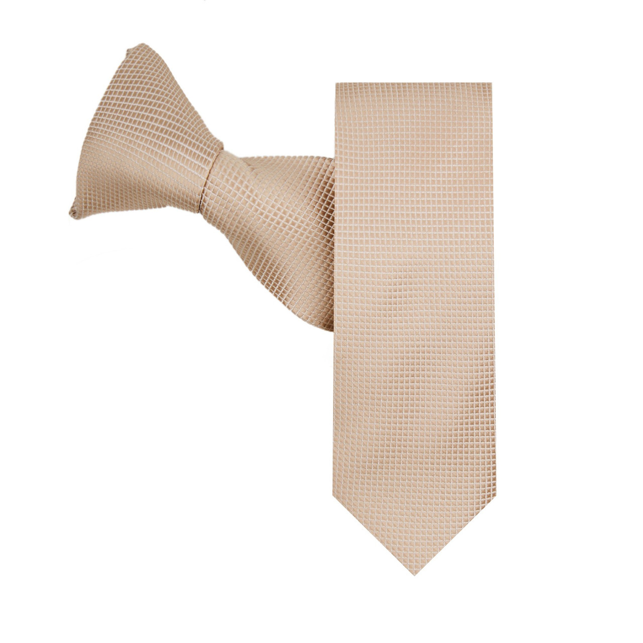 Kid's Woven Mini Squares Tie - Tan - Jacob Alexander