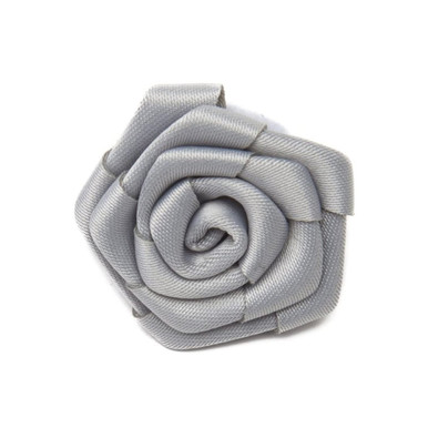 Satin Open Rose Lapel Flower Pin - Silver - Jacob Alexander