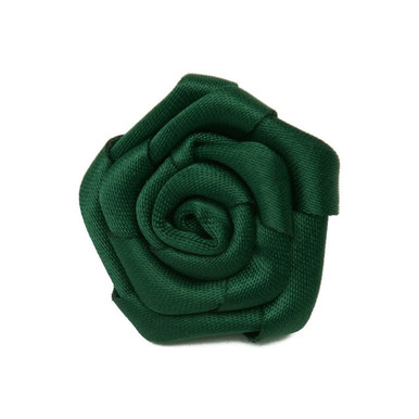 Satin Open Rose Lapel Flower Pin - Hunter - Jacob Alexander