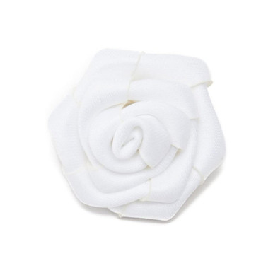 Satin Open Rose Lapel Flower Pin - White - Jacob Alexander