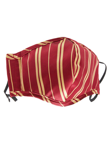 Woven Double Stripe Adult Face Mask - Burgundy Gold - Jacob Alexander