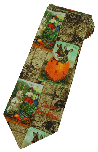 Silk Vintage Easter Greetings Tie - Jacob Alexander