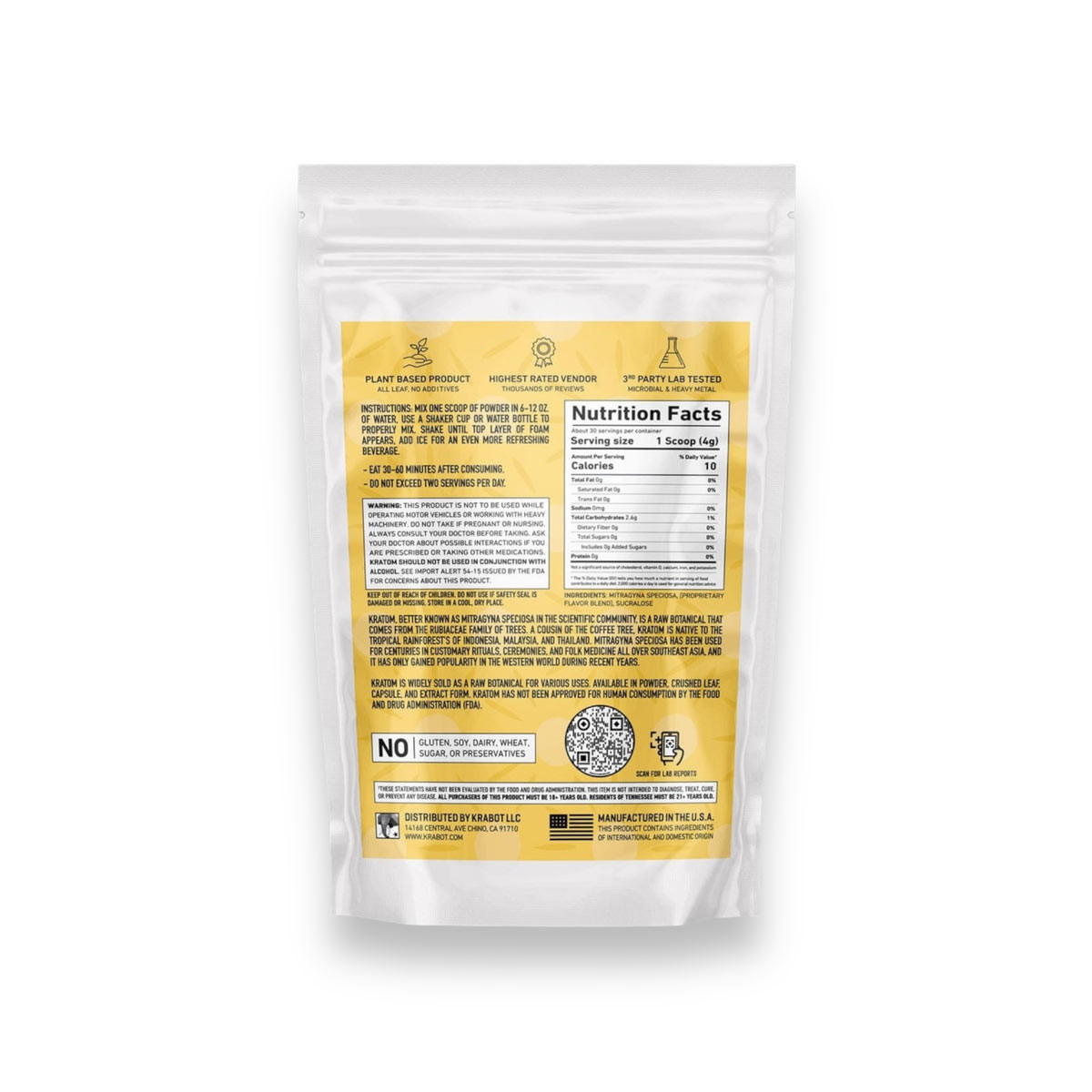 Krabot Nutraspec Joey Talks Sweet Pineapple Flavored Kratom Powder 120g