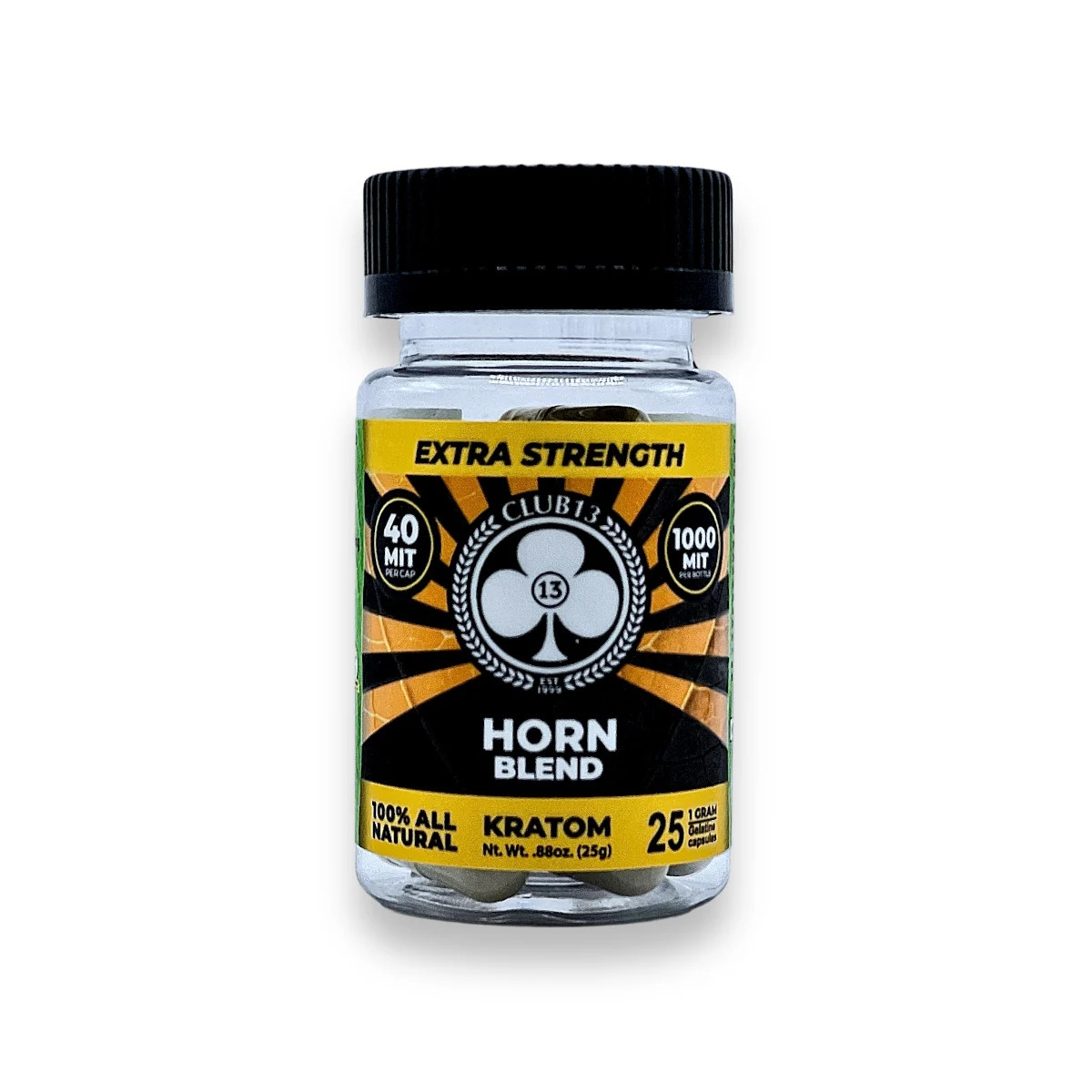 Club 13 Kratom Extra Strength Capsules Horn