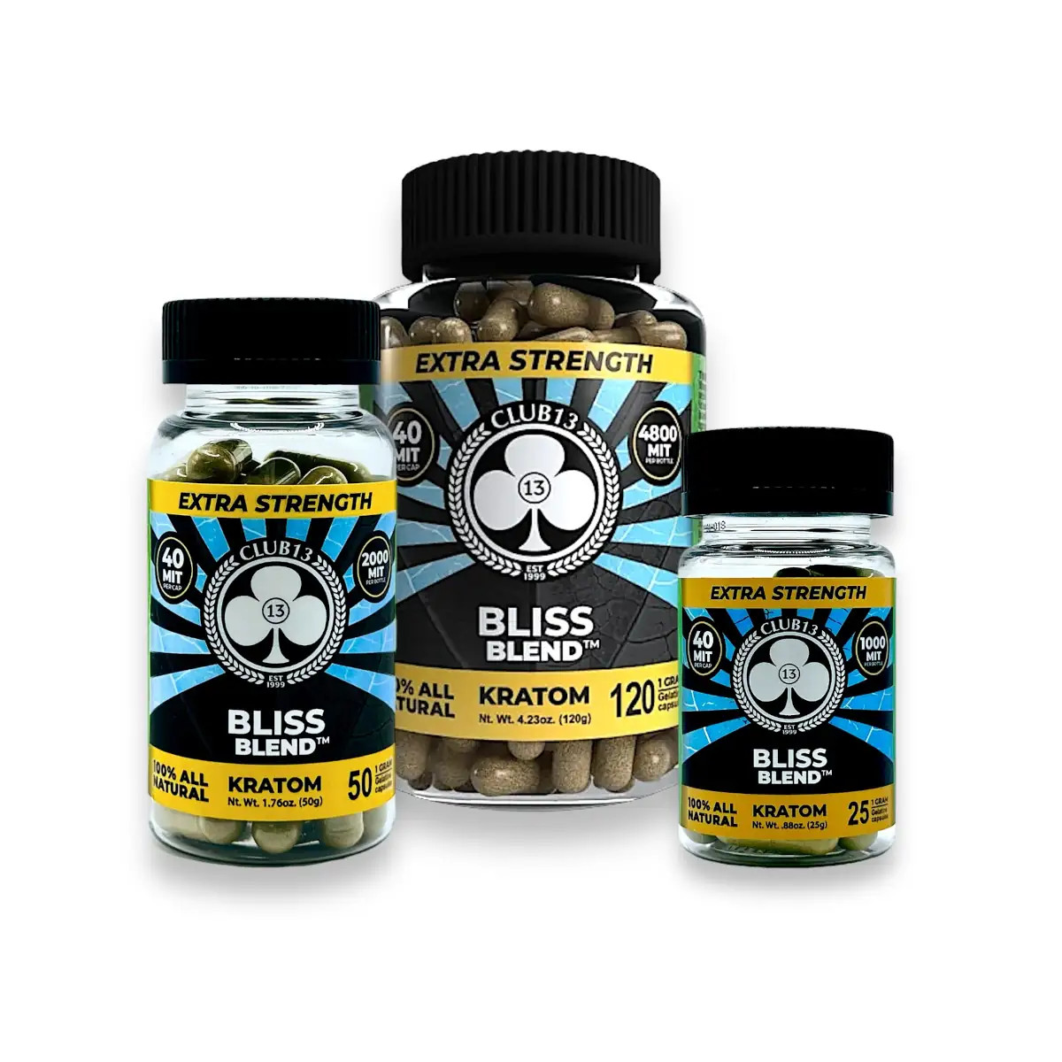 Club 13 Indo White Kratom Extra Strength Capsules - Energizing