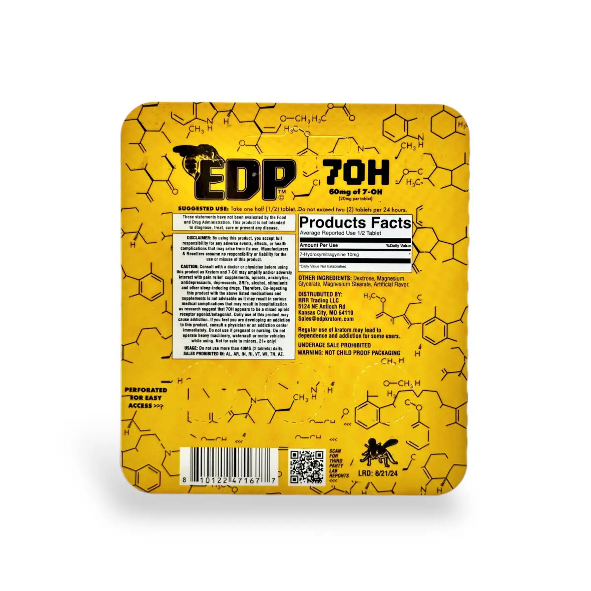 EDP Kratom Extract 7OH Tablets 40mg for Pain & Energy