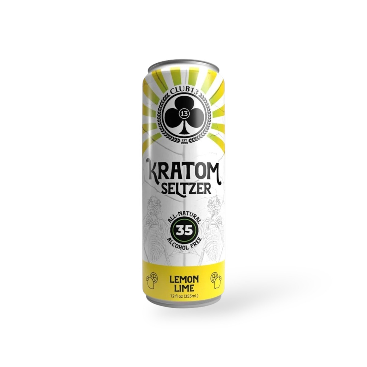 Club 13 Kratom Seltzer Lemon Lime 35mg - Refreshing 12oz Drink