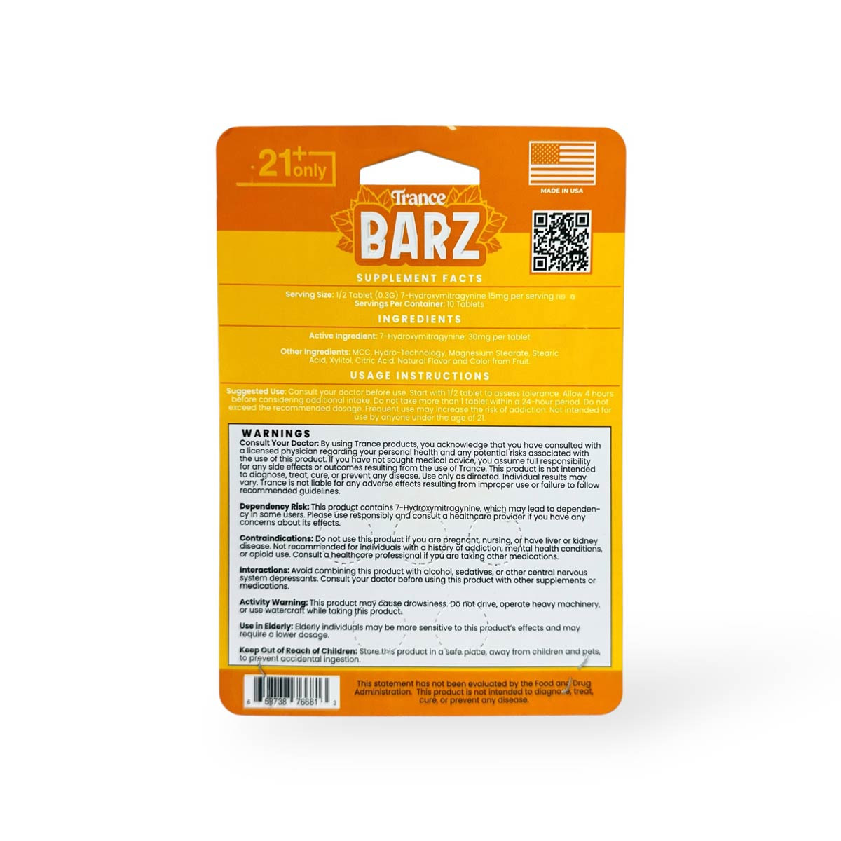 Trance Barz Mango 7-Hydroxy Chewable Tablet – 30mg