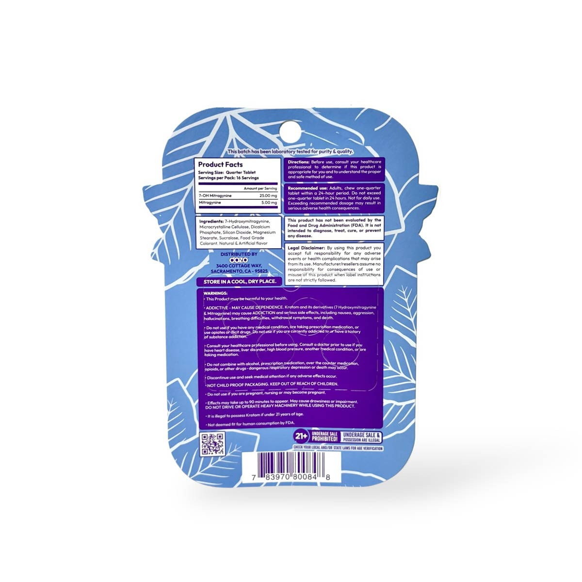 Dozo Perks 7-OH Mellow Blue Razz Extreme Potency 100mg