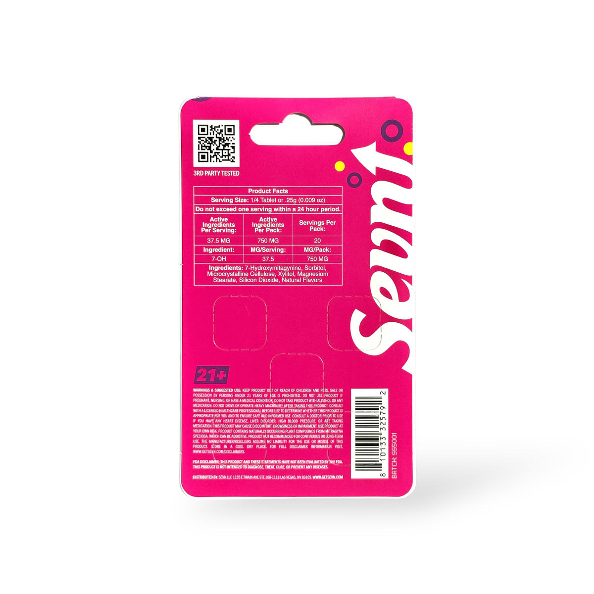 Sevn Scarlet Squeeze 150mg 7-Hydroxy Chewable Tablets