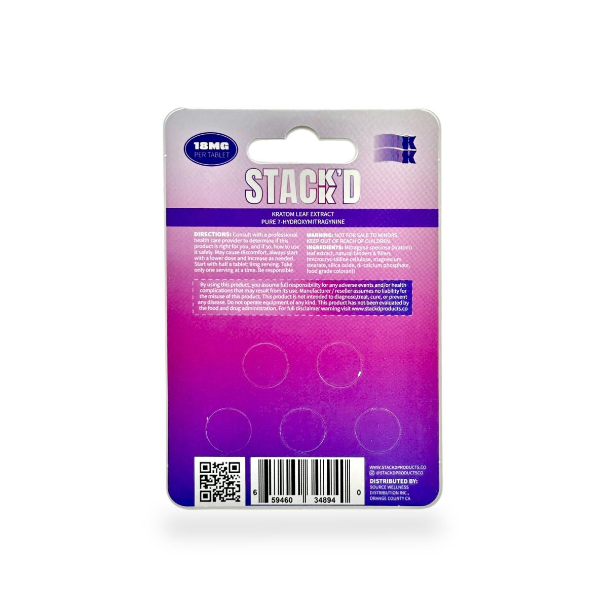 Stack'd 18mg 7-Hydroxymitragynine Berry Kratom Extract Tablets 5ct