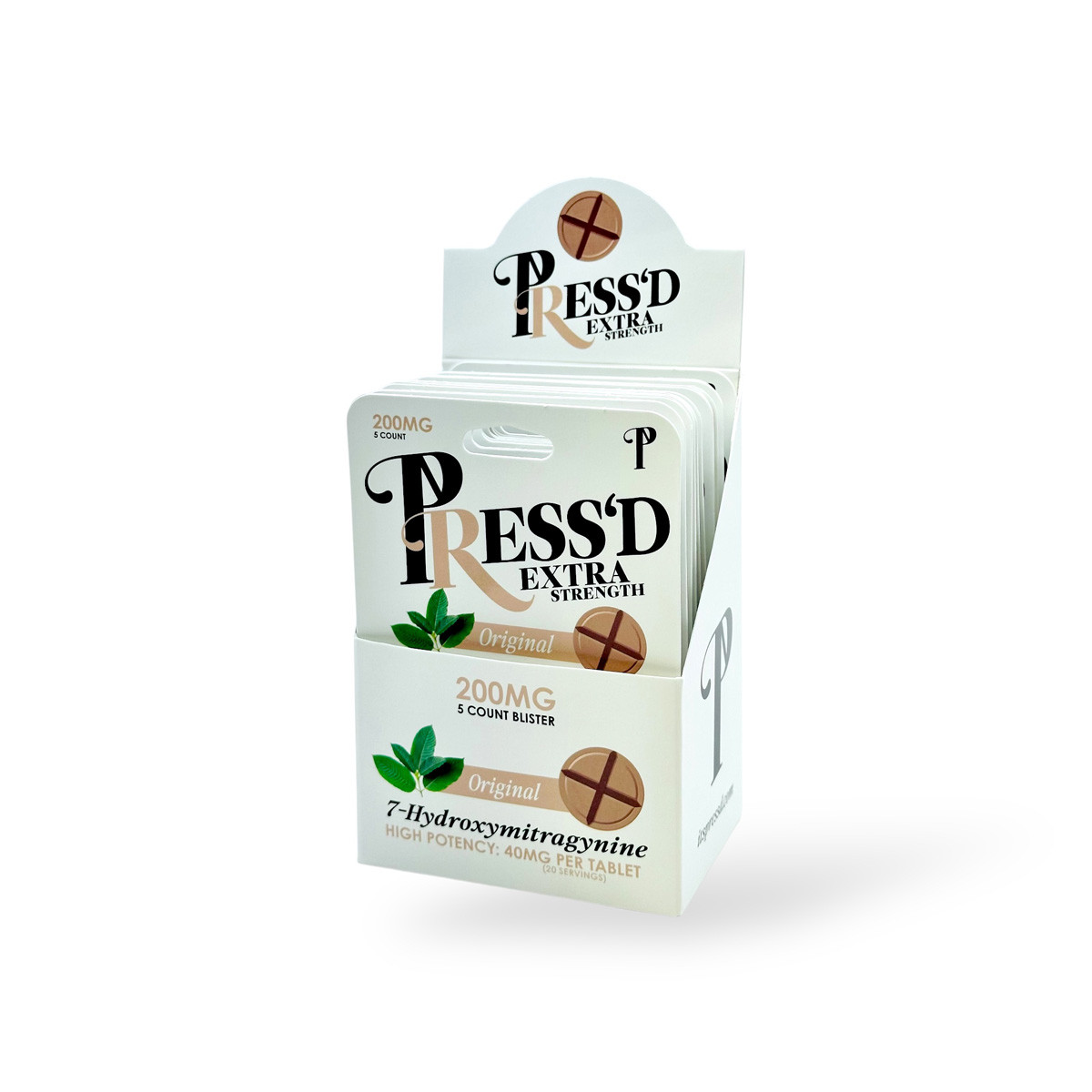 Press'D Kratom 7 Hydroxymitragynine Extra Strength Tablets Original 40mg