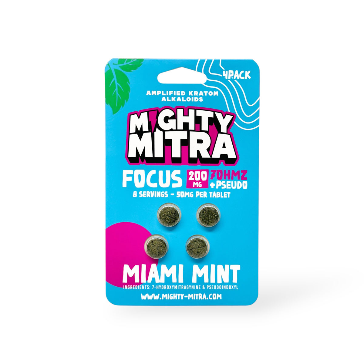 Mighty Mitra Focus 7ohmz + Pseudo Tablet Miami Mint 50mg Per Tablet