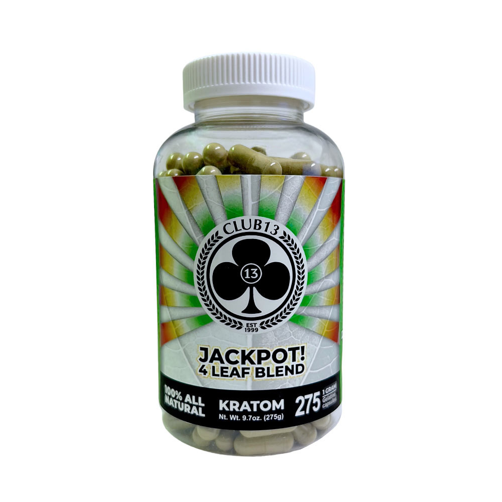 Club 13 975mg Kratom Capsules Jackpot 4 Leaf Blend