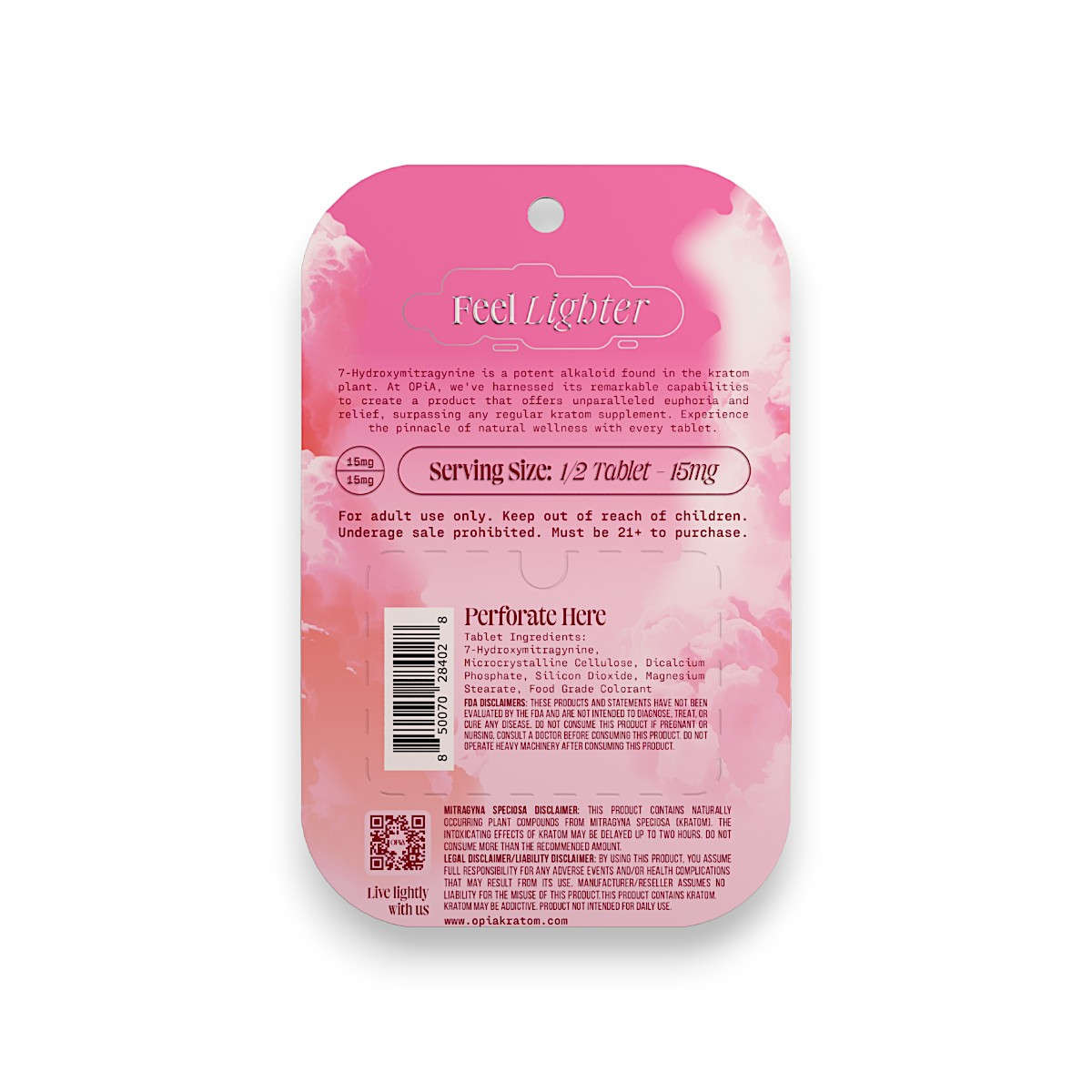 Opia 7-Hydroxymitragynine Chewable Tablets Pink Strawberry 30mg Per Tablet