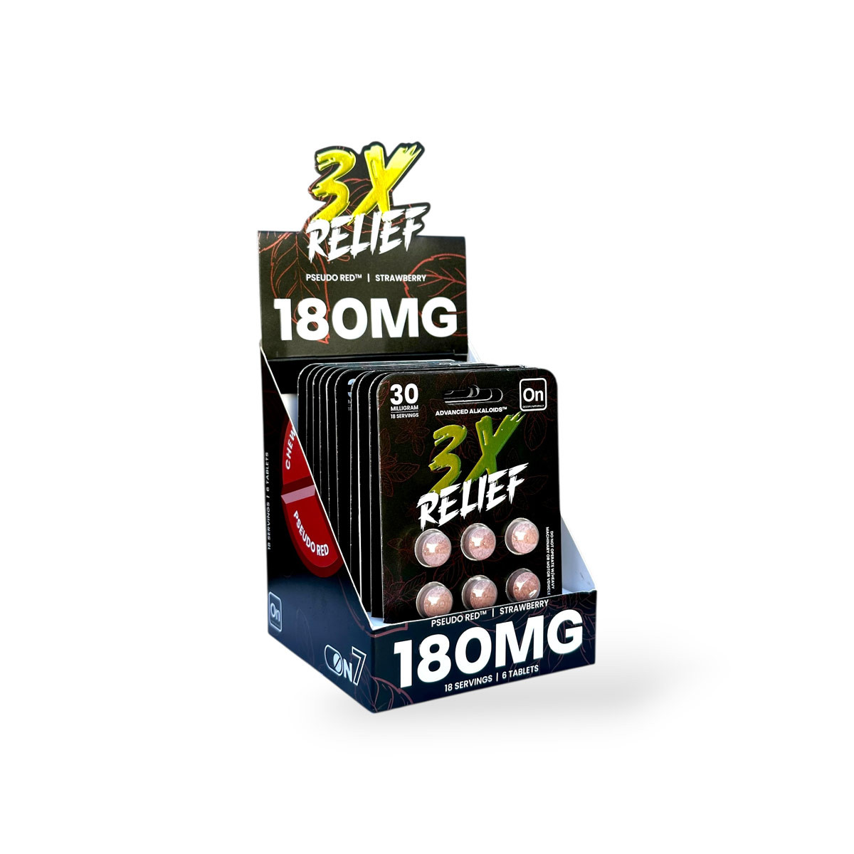 On7 Pseudo Red Relief Tablets Strawberry 30mg Relaxation