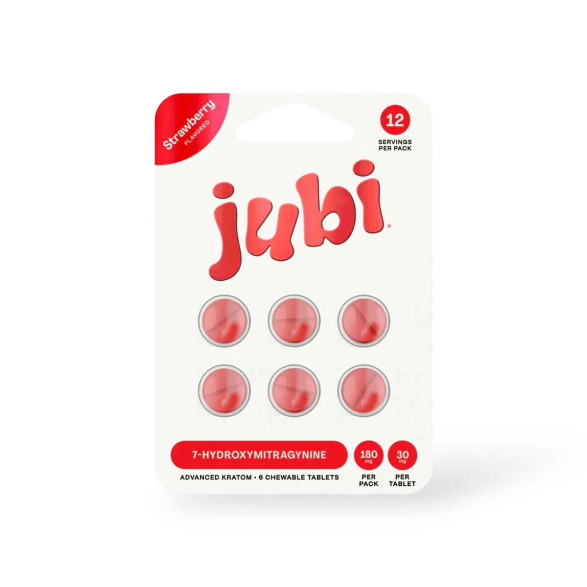 jubi 7-Hydroxymitragynine Chewable Tablets Strawberry 30mg Per Tablet