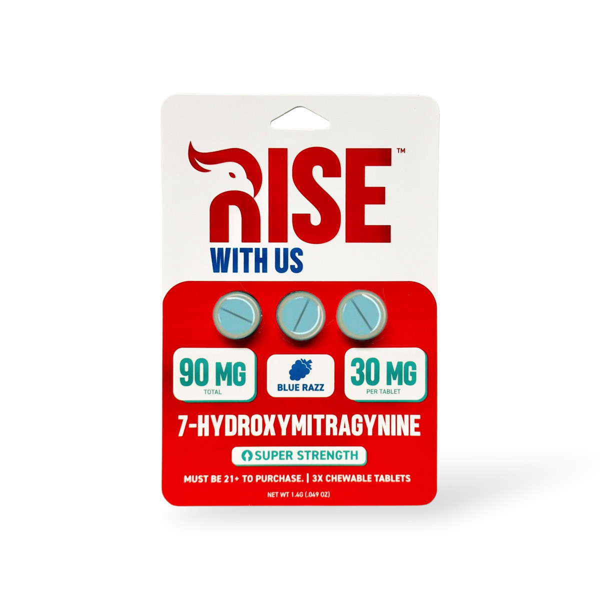 Rise 7-Hydroxymitragynine Chewable Tablet Blue Razz 30mg