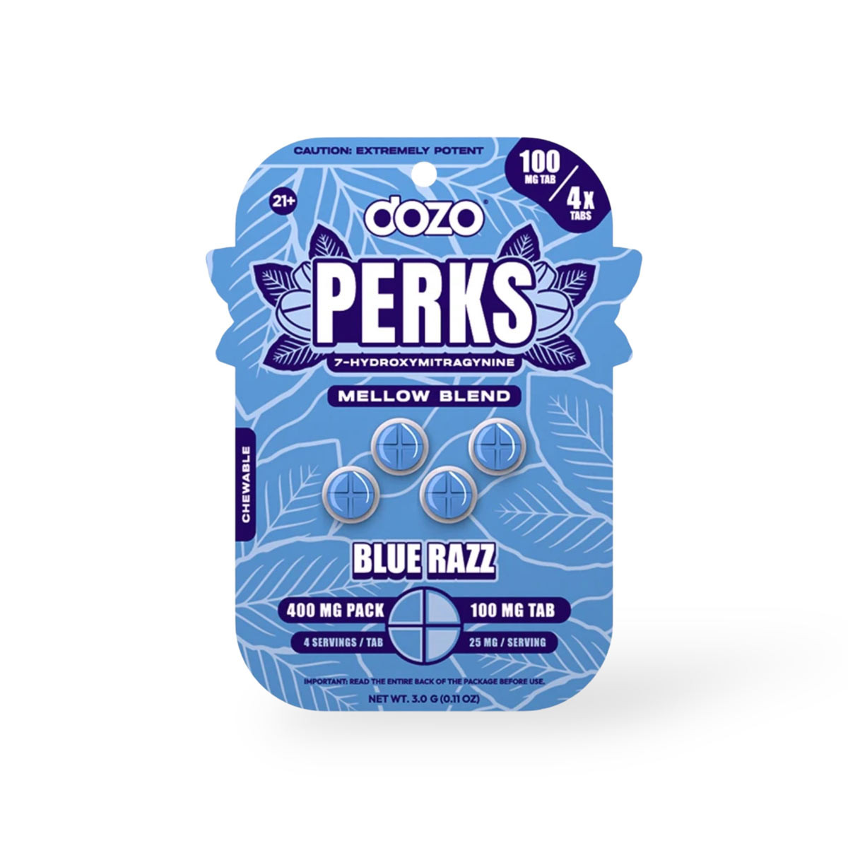 Dozo Perks 7-OH Mellow Blue Razz Extreme Potency 100mg