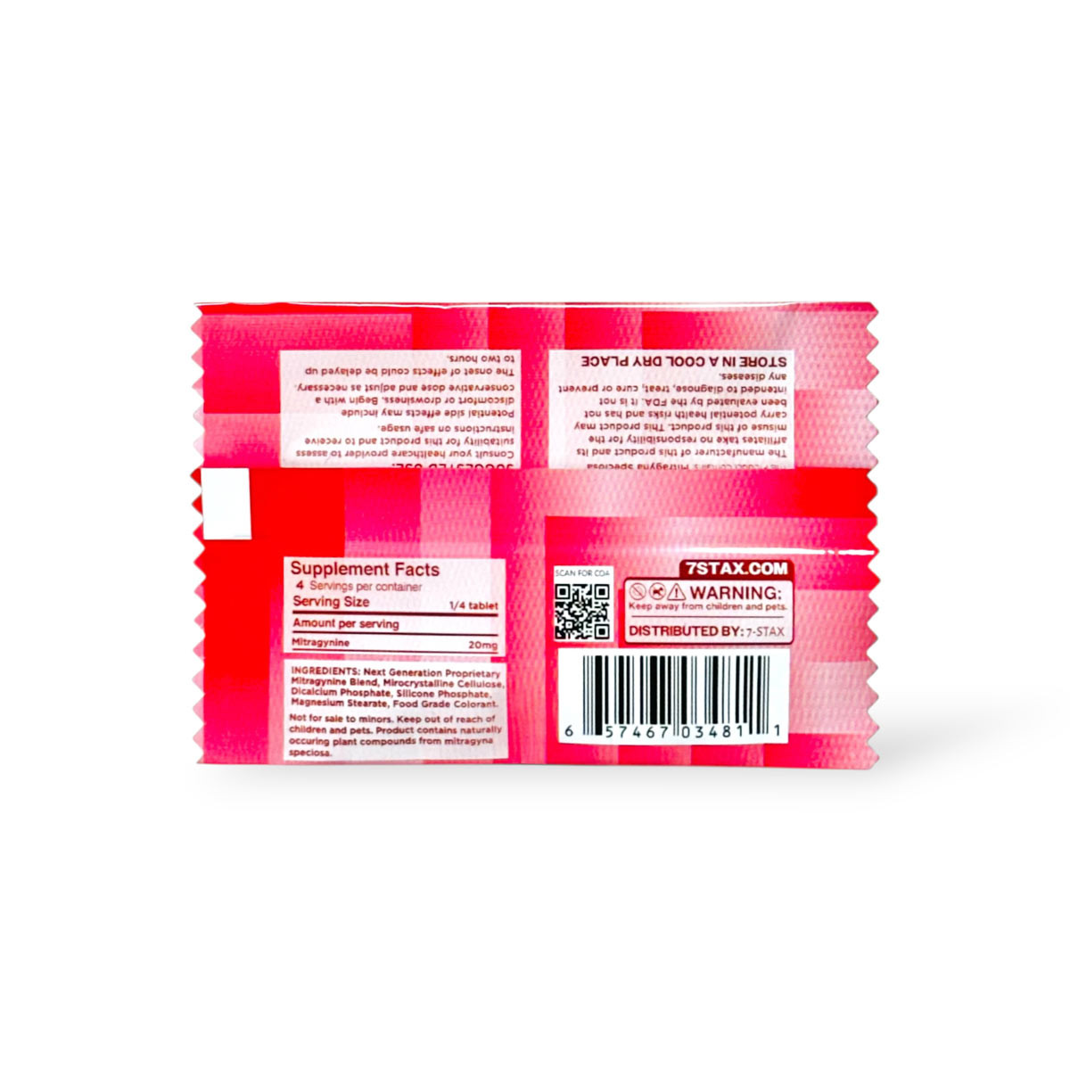 7 Stax Next Generation Mitragynine Blend Tablets Strawberry 80mg Per Tablet