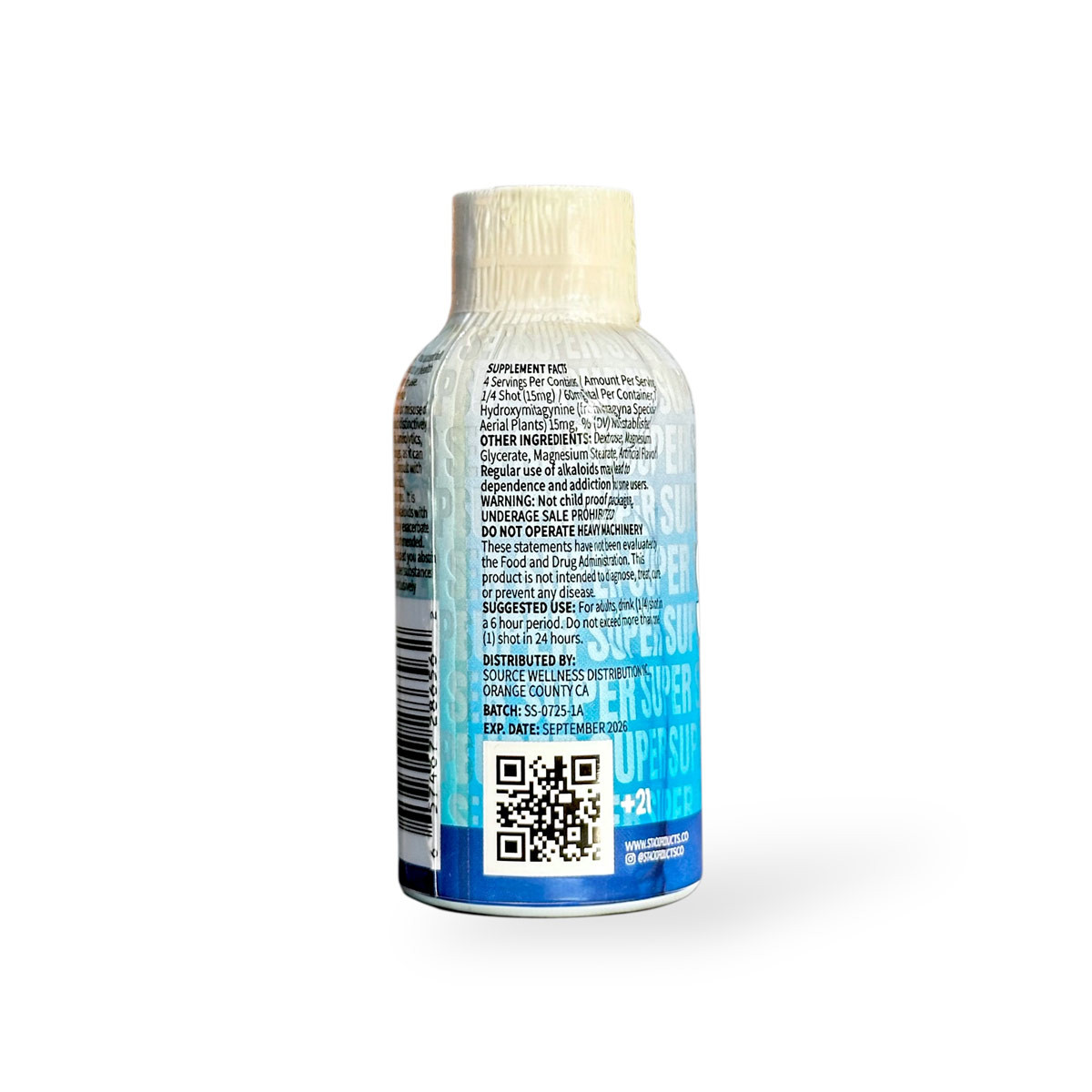 SUPER STACK’D Extra Strength 7-Hydroxymitragynine Shot Blue Razz 60mg 60 ml