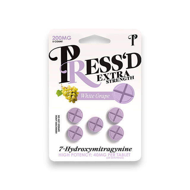 Press'D Kratom 7 Hydroxymitragynine Extra Strength Tablets White Grape 40mg