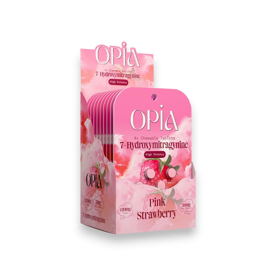 Opia 7-Hydroxymitragynine Chewable Tablets Pink Strawberry 30mg Per Tablet