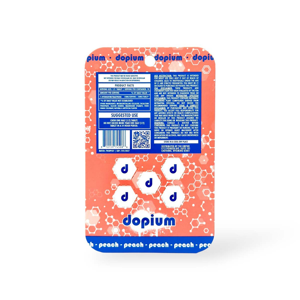 dopium 7-Hydroxymitragynine Chewable Tablets Peach 50mg Per Tablet