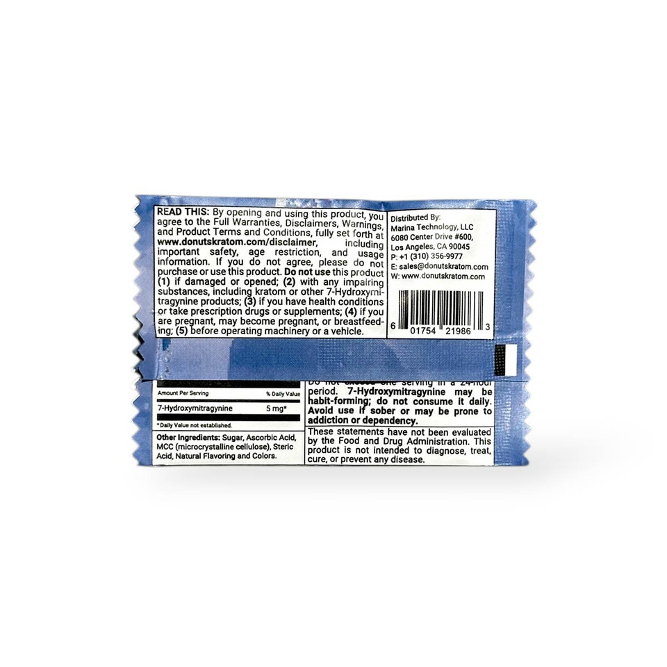 Donuts 7-OH Chewable Tablets Blue Raspberry 20mg Per Tablet