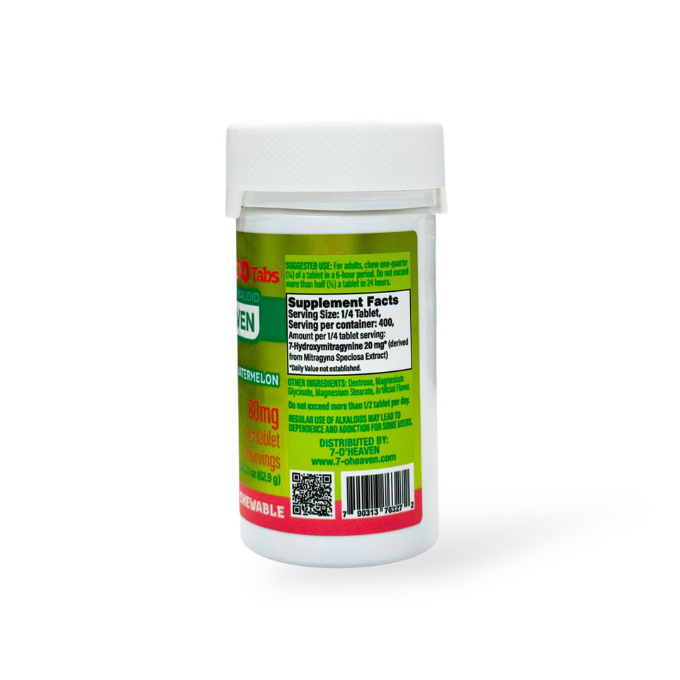 7 O'Heaven 7- Hydroxymitragynine Chewable Tablets Watermelon 80mg Per ...