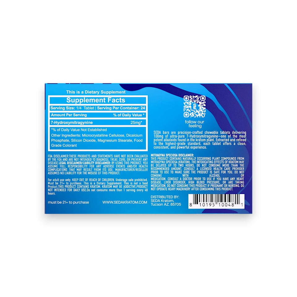 Seda 7-Hydroxy Blend Chewable Tablets Blue Strawberry 100mg