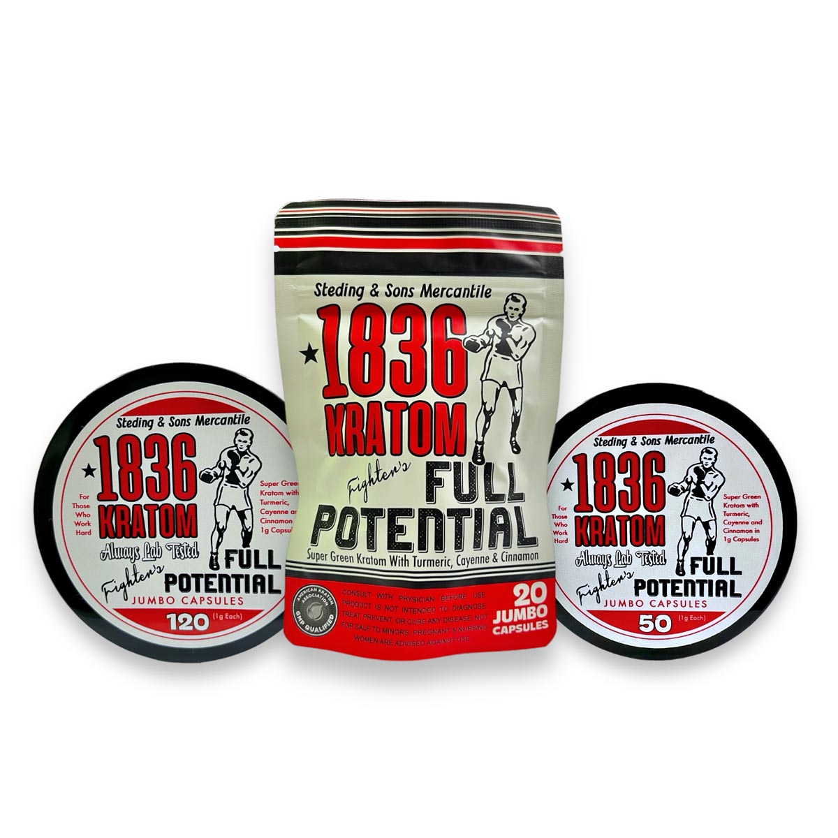 1836 Kratom Blend Super Green Fighters Full Potential Kratom Capsules