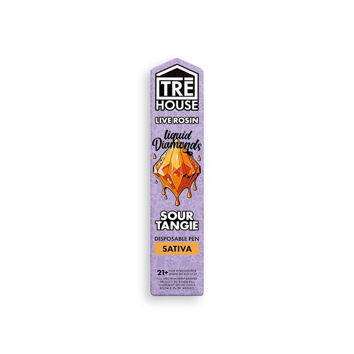 Tre House Liquid Diamonds Live Rosin Disposable Vape Sativa Sour Tangie 2g
