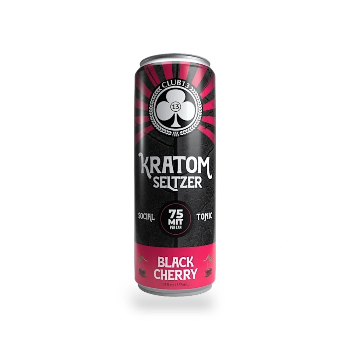 Club 13 Kratom Seltzer Black Cherry 75mg 12oz