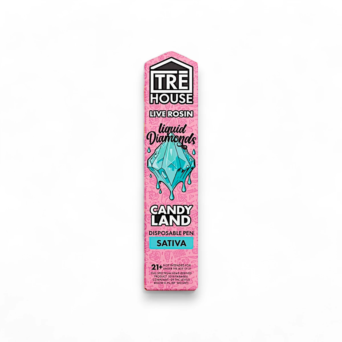 Tre House Liquid Diamonds Live Rosin Disposable Vape Sativa Candy Land 2g