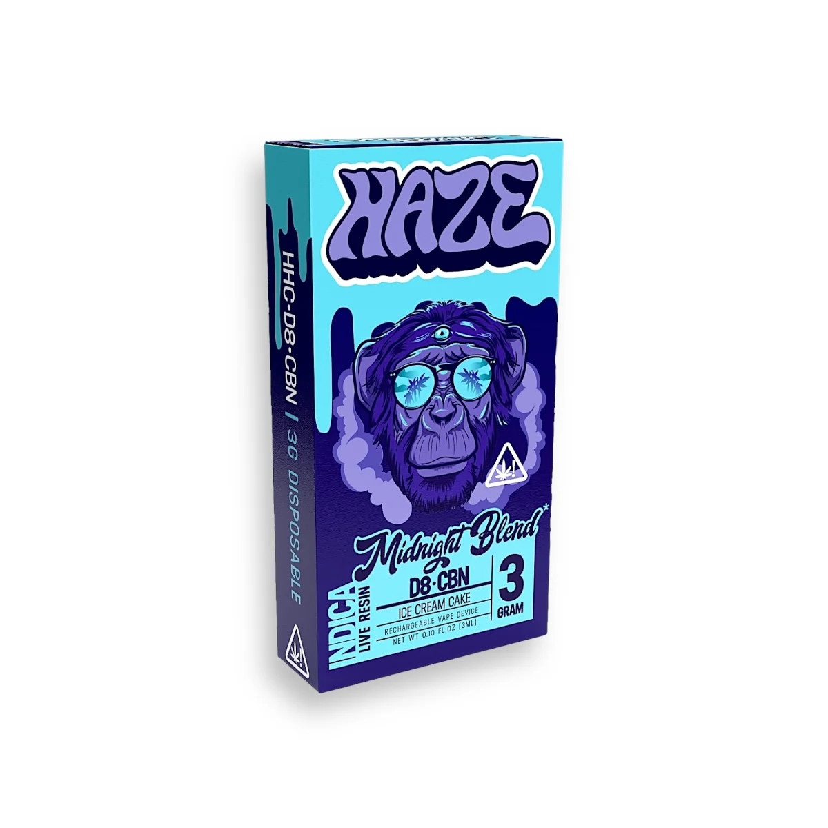 Haze Midnight Blend Disposable Vape Indica Ice Cream Cake 3gm