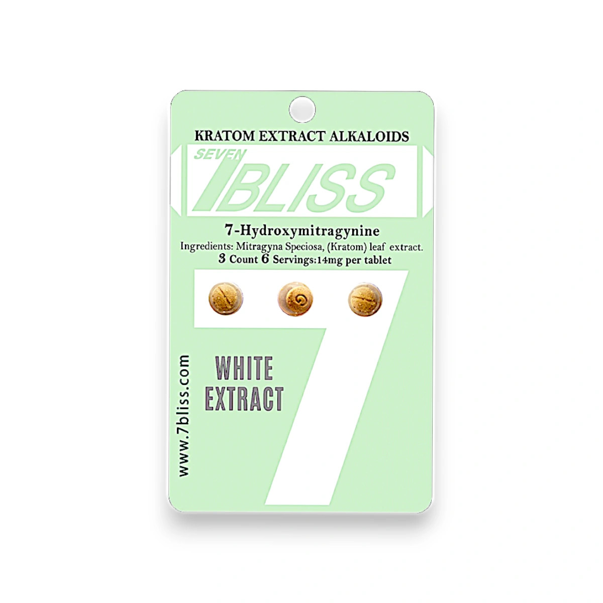Seven Bliss 7-Hydroxymitragynine White Kratom Extract 3ct 14mg