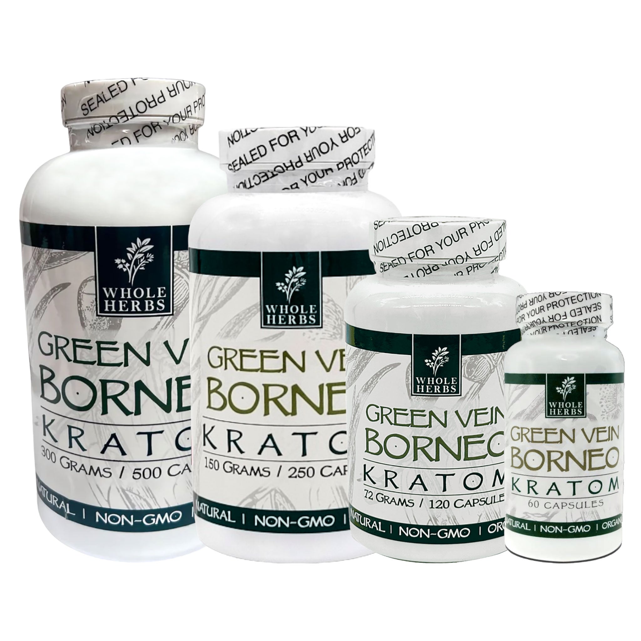 Whole Herbs Kratom Capsules Green Borneo - Pure Leaf Kratom