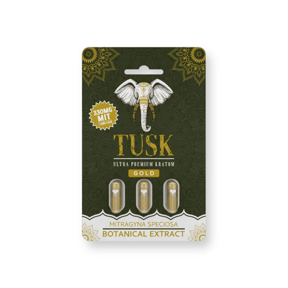 Tusk Gold Ultra Premium Extract Kratom Capsules 3 Ct 330mg