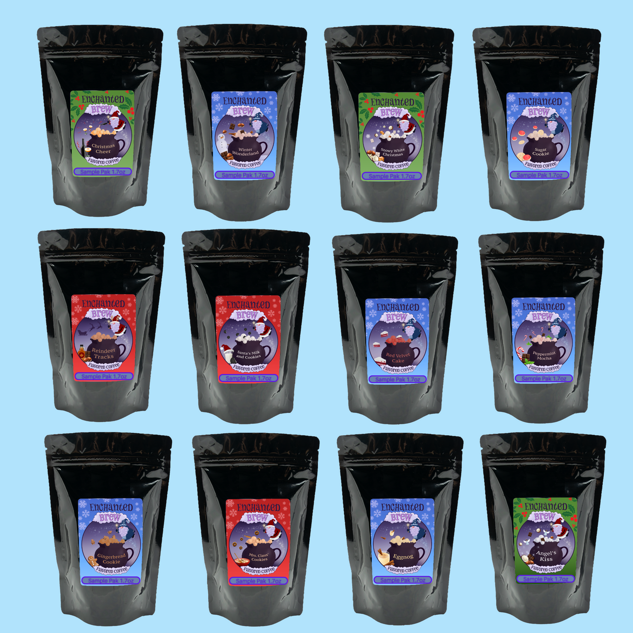 Twelve Days of Christmas! Flavored Coffee Sampler Gift Pack - 12 Sample ...