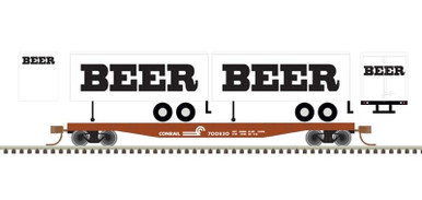 ATL-50 006 517 Beer/Conrail 50' Flat Car w/2-Trailers-Trainman