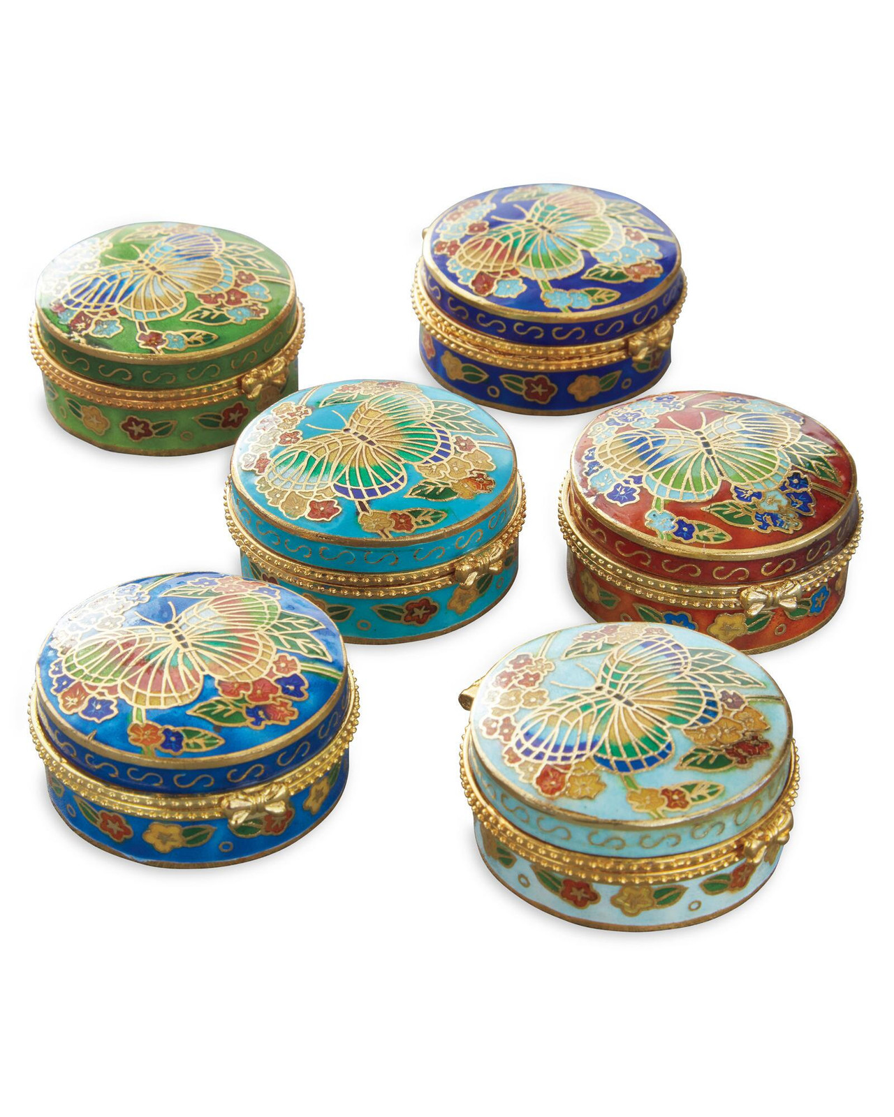Cloisonné Butterfly Boxes - Set of 6 | Smithsonian Store