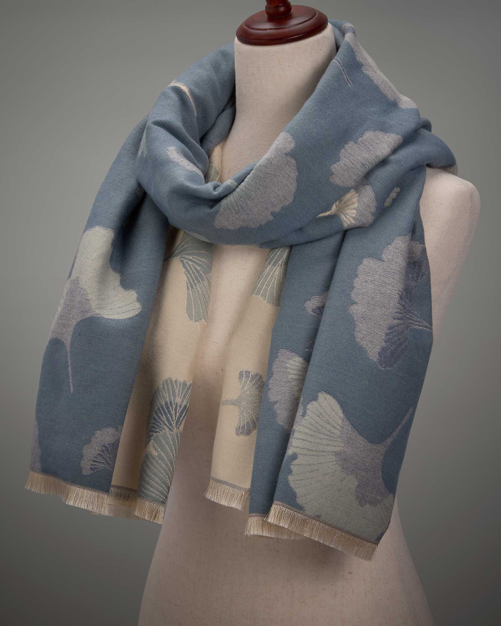 Reversible Blue Ginkgo Leaf Scarf | Shop Smithsonian Store