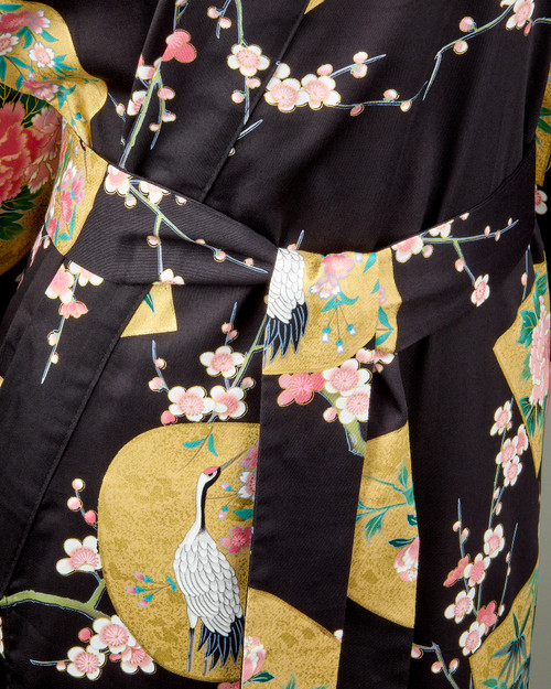 Beautiful Crane Black Yukata