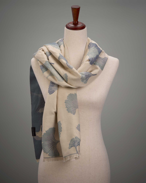 Reversible Blue Ginkgo Leaf Scarf | Shop Smithsonian Store