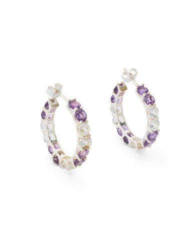 Amethyst and White Topaz Hoop Earrings | Shop Smithsonian Store