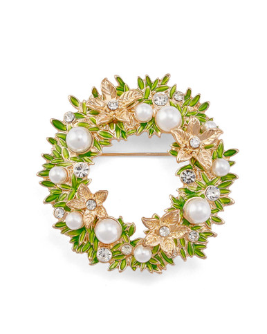 Poinsettias and Pearls Wreath Pin | Shop Smithsonian Store