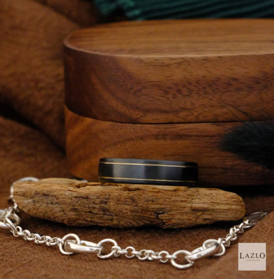 Zedd Pure 6mm Zirconium Double Silver Line Matt Finish Silver Inlay ...