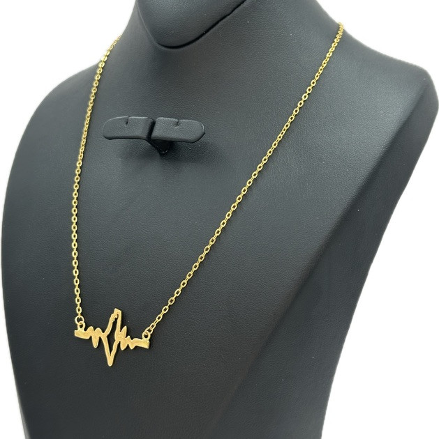 21K Gold Necklace with EKG-Inspired Flag Design - AL USTOORA